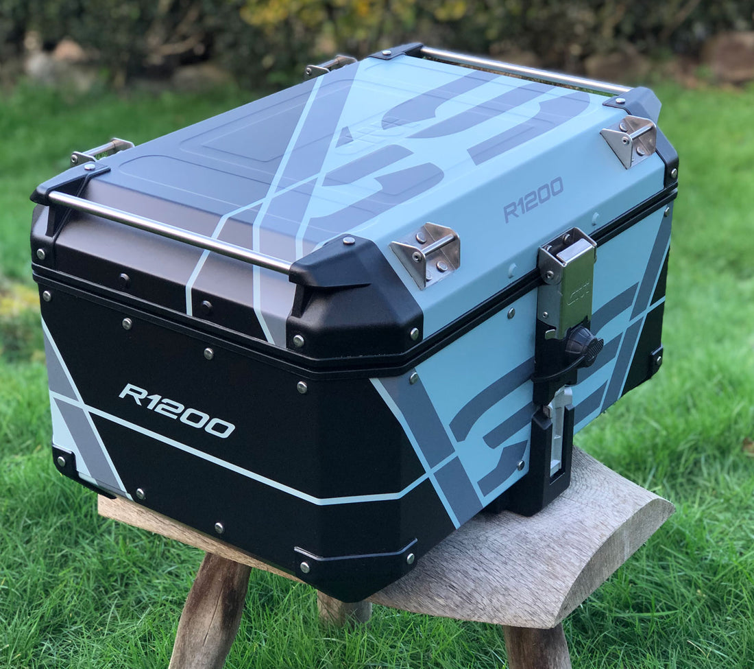 BMW R1250 GSA Ice Grey with GREY GS Panniers & Top Box Decals – Mark ...