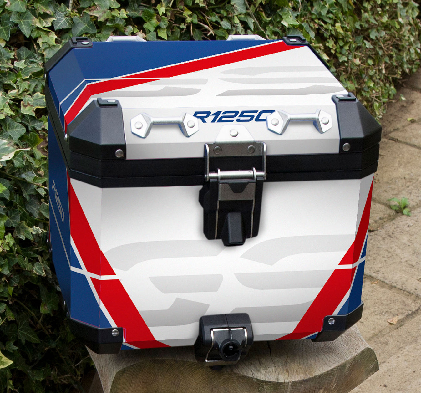 BMW R1250 GSA Rallye HP Red, White and Blue Panniers & Top Box Decals ...